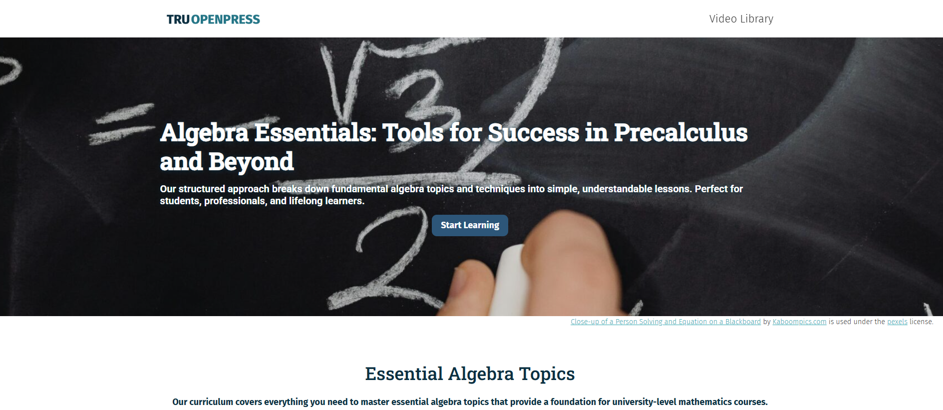 Algebra Essentials: Tools for Success in Precalculus and Beyond - TRU ...