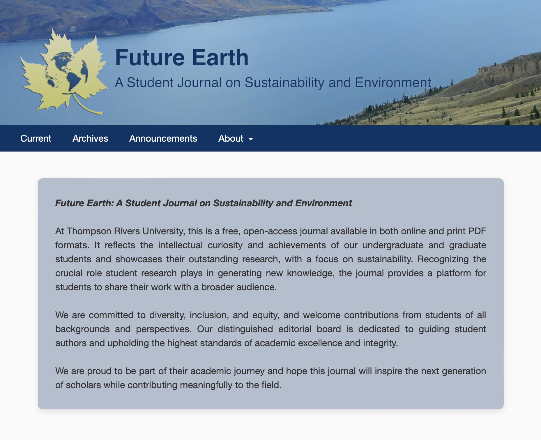 Future Earth: A Student Journal on Sustainability and Environment - TRU ...